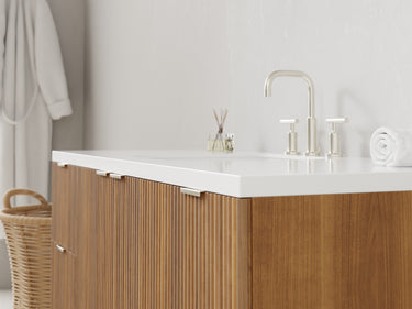 54" - 67" Floating Bathroom Vanity, Handmade in USA, Reeded Wood 2-Doo ...